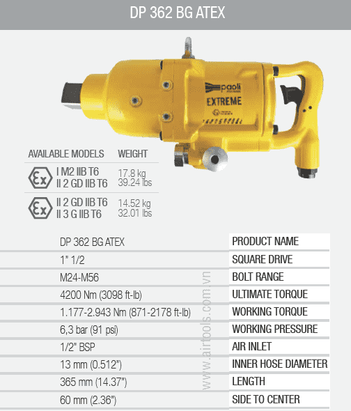 DKV VIET NAM CO.,LTD - Súng siết bulong chống cháy nổ Dino Paoli DP 362 BG ATEX